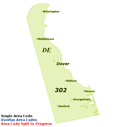 Find Delaware Area Codes by Map
